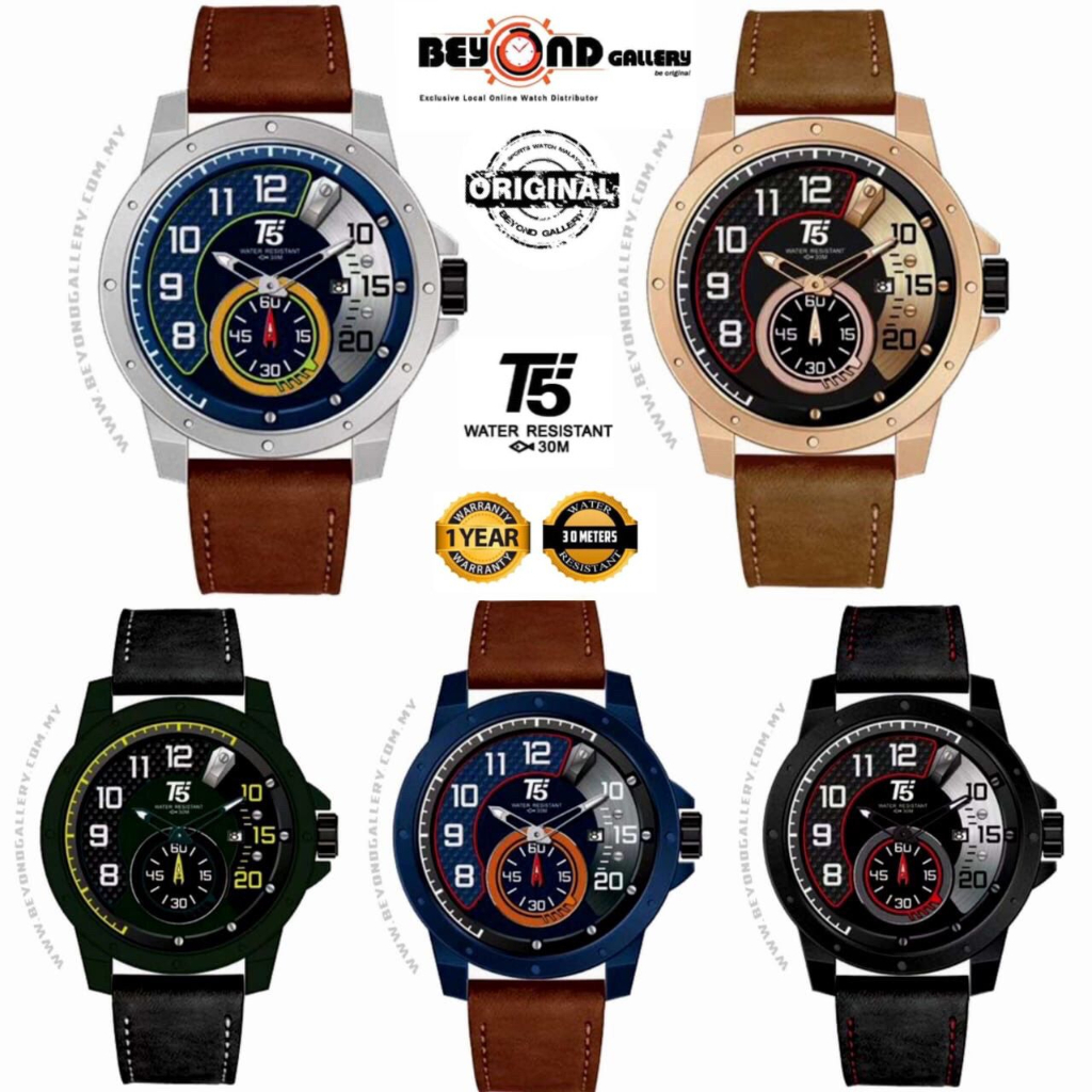 T5 Watch Malaysia TH3971G Chronograph Date Leather Strap Sport Watches ...