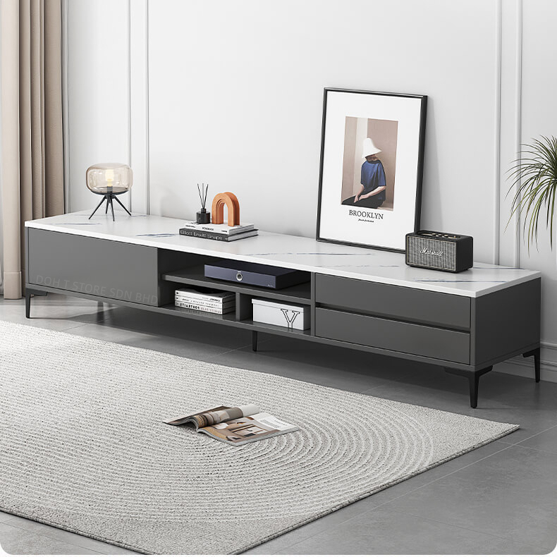 Modern Home TV Cabinet 180/200cm Marble TV Rack Entertainment Center ...