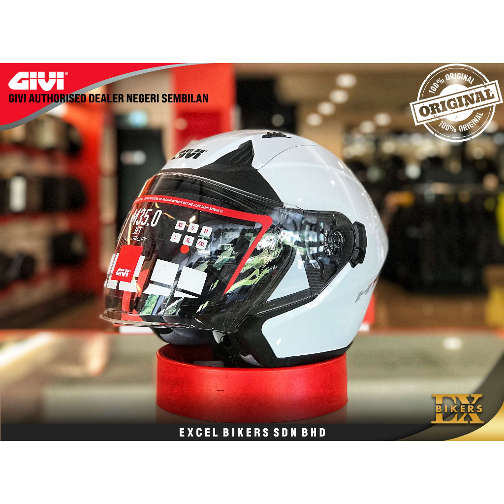 GIVI HELMET M35.0 SOLID ICE WHITE / OPEN FACE HELMET / MOTORCYCLE HELMET /M35.0 SCUDO /DOUBLE ...