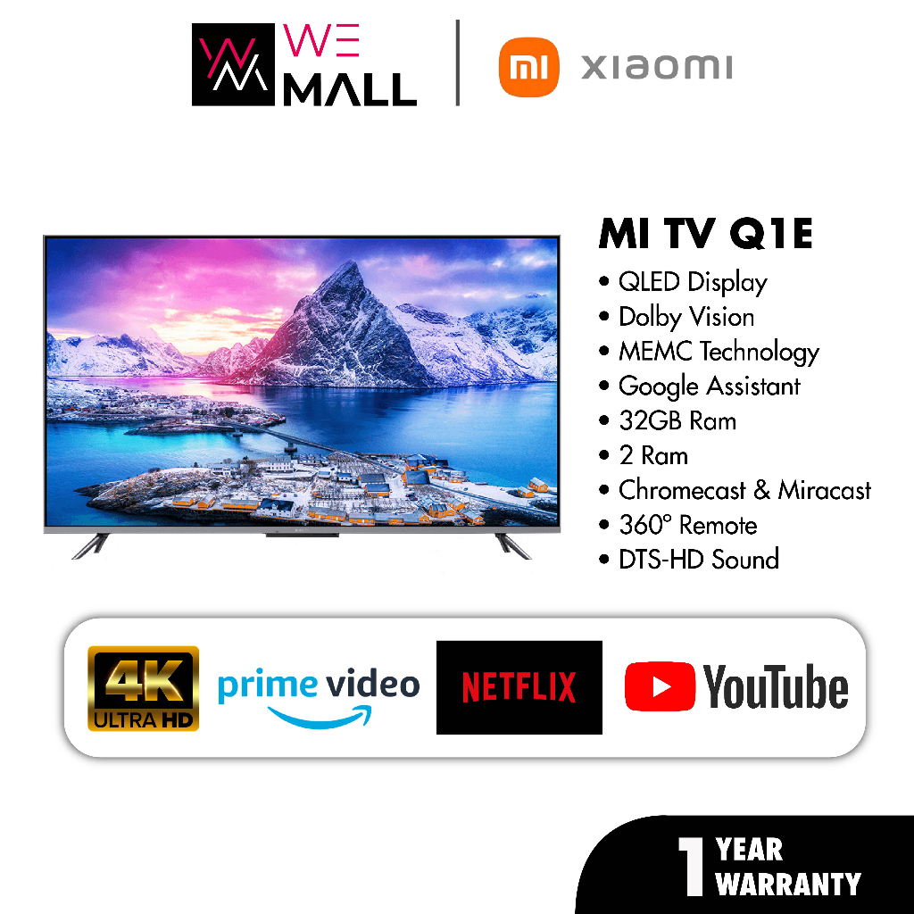 Xiaomi Mi Smart TV Q1E QLED 4K Display Television Wifi Google Youtube ...