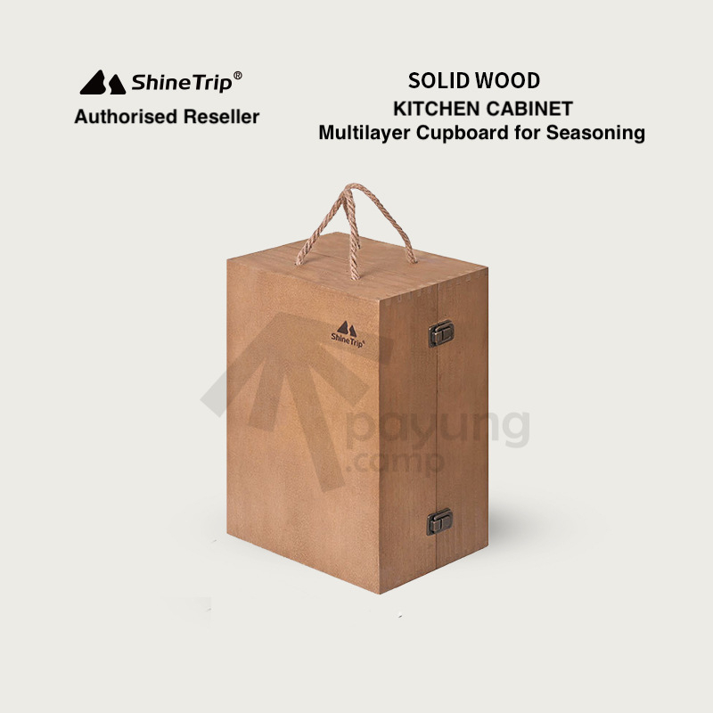 SHINETRIP Solid Wood Kitchen Cabinet Seasoning Spice Storage Wooden Box ...