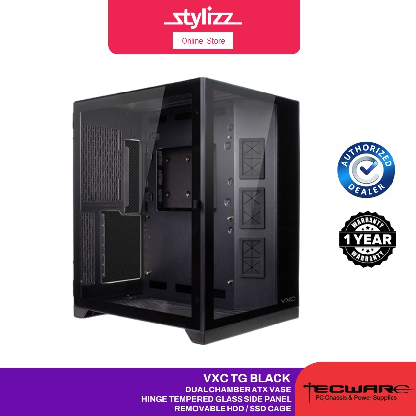 TECWARE VXL Dual Chamber / VXR TG ATX Gaming Case Chasis (BLACK / WHITE ...
