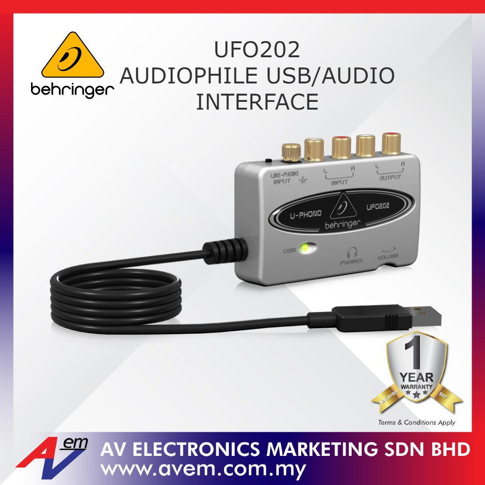 BEHRINGER U-PHONO UFO202 Audiophile USB/Audio Interface with Built-in ...