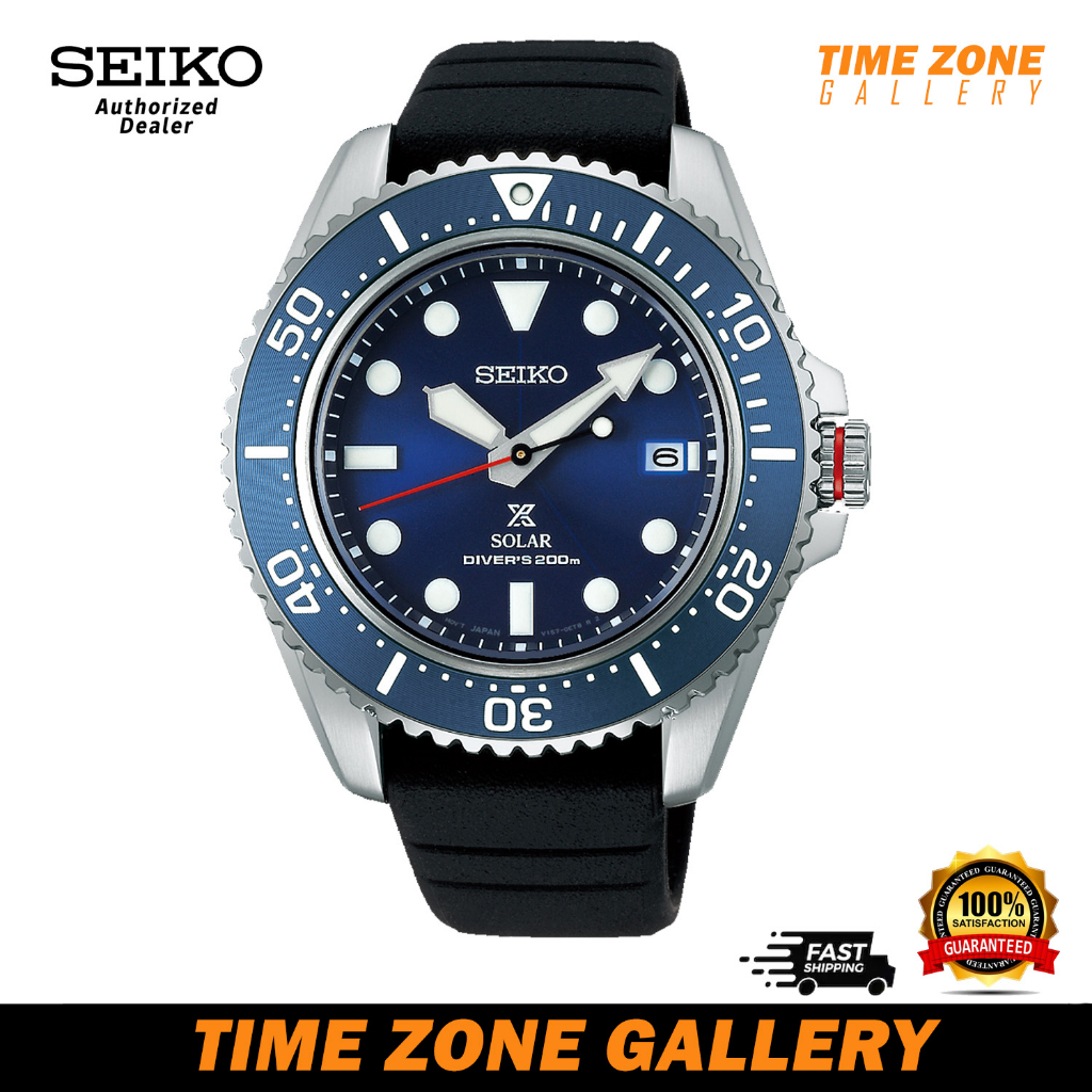 SEIKO Prospex Solar Blue Dial Silicone Strap Men's Diver Watch SNE593P1 ...