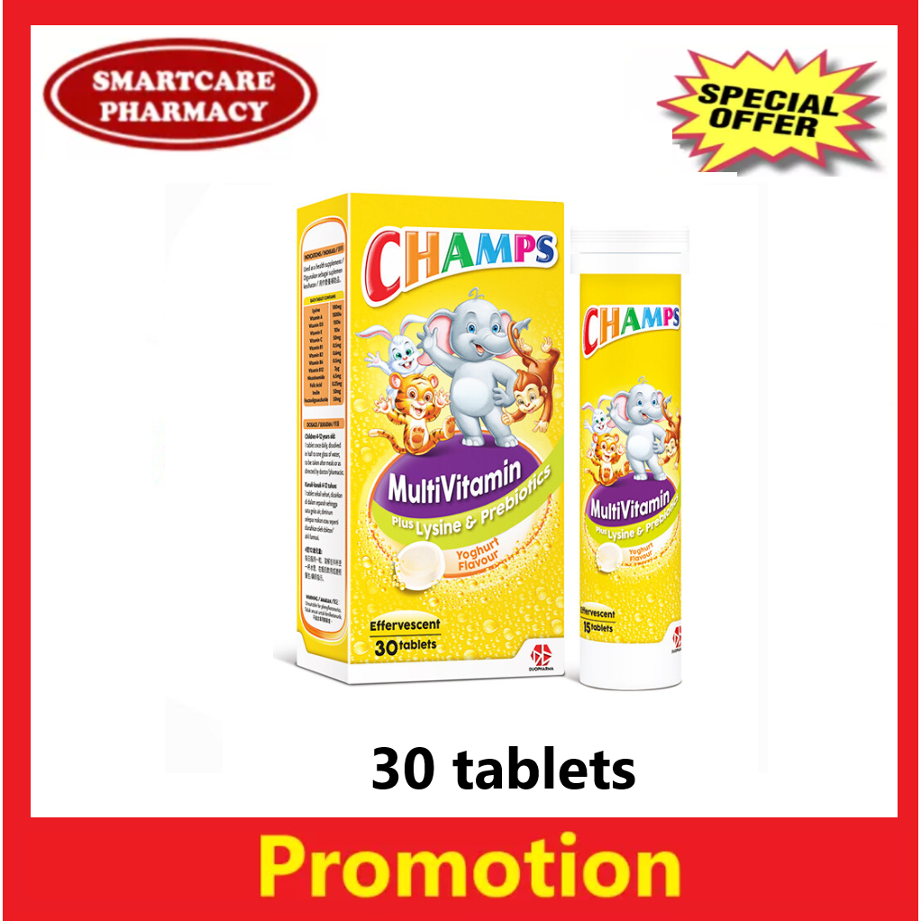 Champs Multivitamin Plus Lysine & Prebiotics Yoghurt Flavour - 30 ...