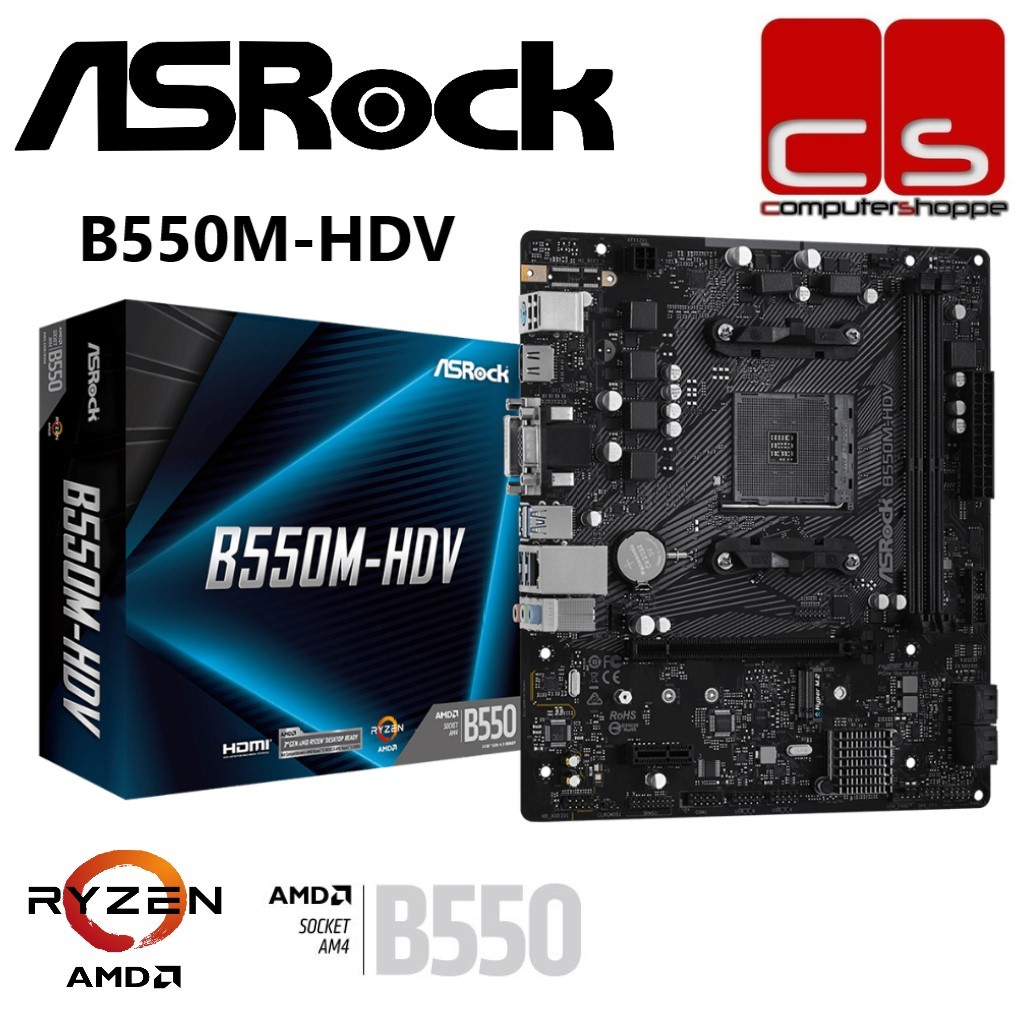 ASRock B550M-HDV AM4 M-ATX Motherboard + AMD Processor Combo | Shopee ...