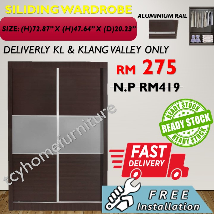 ALMARI SLIDING/WARDROBE SLIDING (WENGE)(SIAP PASANG)(DELIVERLY KL ...