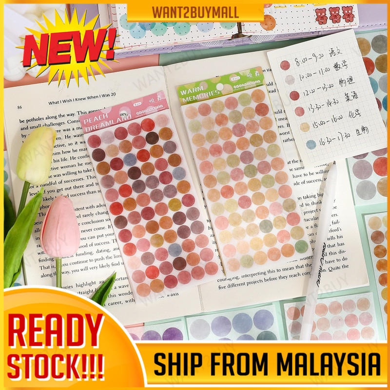 6 Sheets (312pcs Dots) Colorful Mix Pastel Dot Round Sticker Marker ...