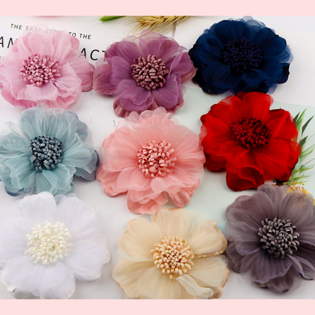 1 PCS Bunga 3D/Flower Handmade DIY/Flower Fabric 3D/Bunga Tampal Baju ...