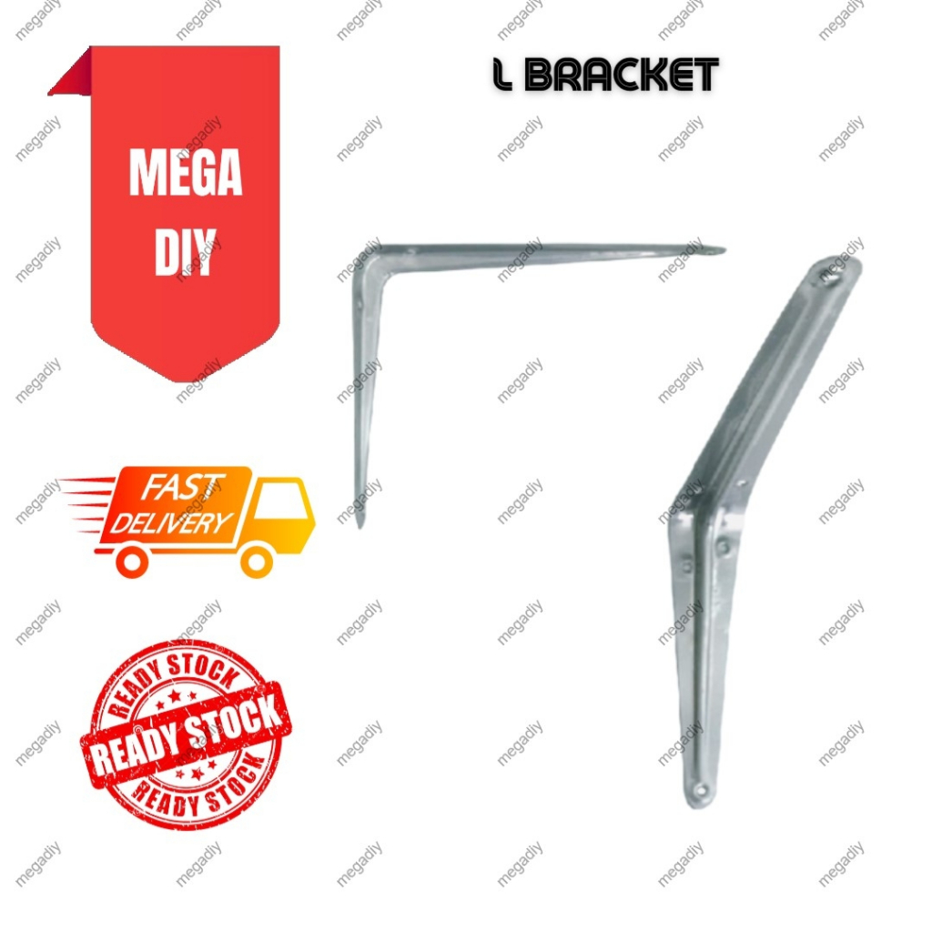 1 Pair Shelf Bracket L Bracket Wall / Rak Dinding Besi L | Shopee Malaysia