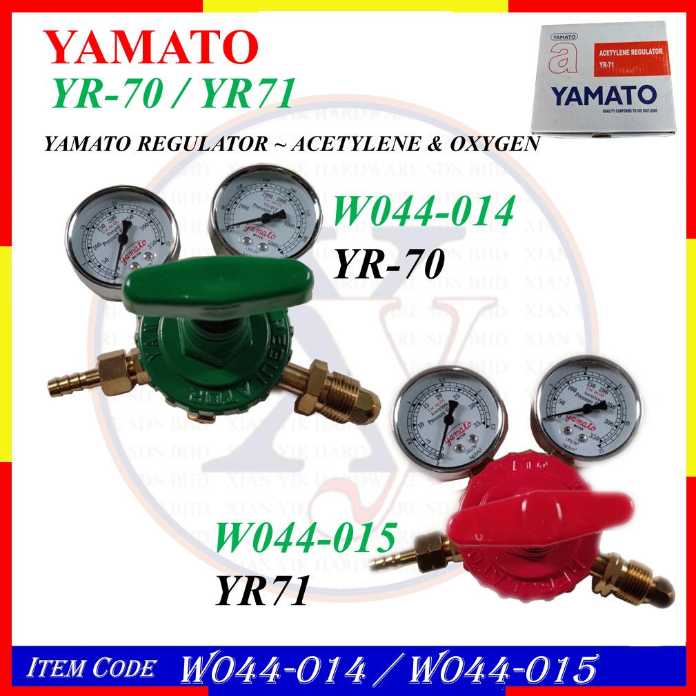 W044-015 YR71 YAMATO ACETYLENE REGULATOR & W044-014 YR70 OXYGEN ...