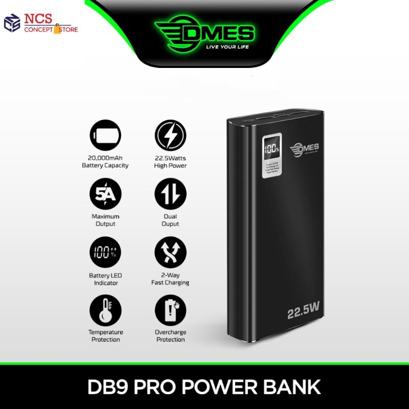 DMES DB9 Pro 22.5W PD QC3.0 20000mAh Fast Charging PD Powerbank with ...