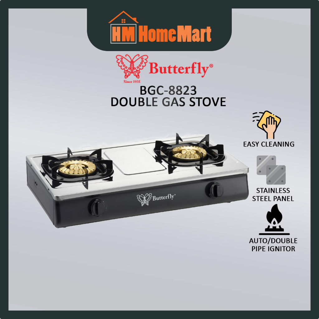 BUTTERFLY BGC-8823 Double Gas Stove (1 Year Warranty) | Shopee Malaysia