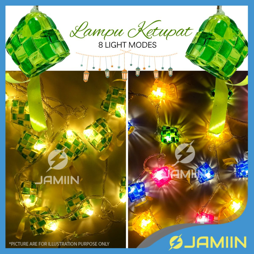 [Raya Sale] 20L 4M 3D Crystal Ketupat LED Chasing Decoration Lights ...