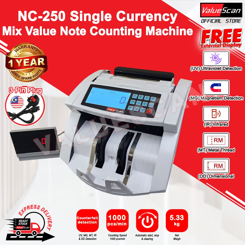 Valuescan NC-250 Single Currency Mix Value Bank Note / Money Counting ...