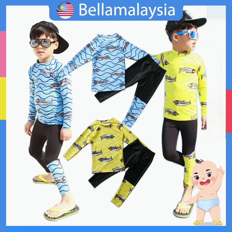 Bella Children's swimwear Boys Swimming Suit Sunscreen long-sleeved trousers cartoon swimsuit ...