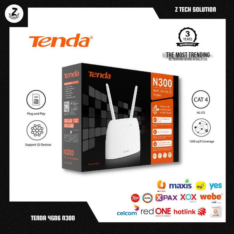 Tenda 4G06 N300 4G Voice 4G Router - SIM Card/Hotspot Router/Modem ...