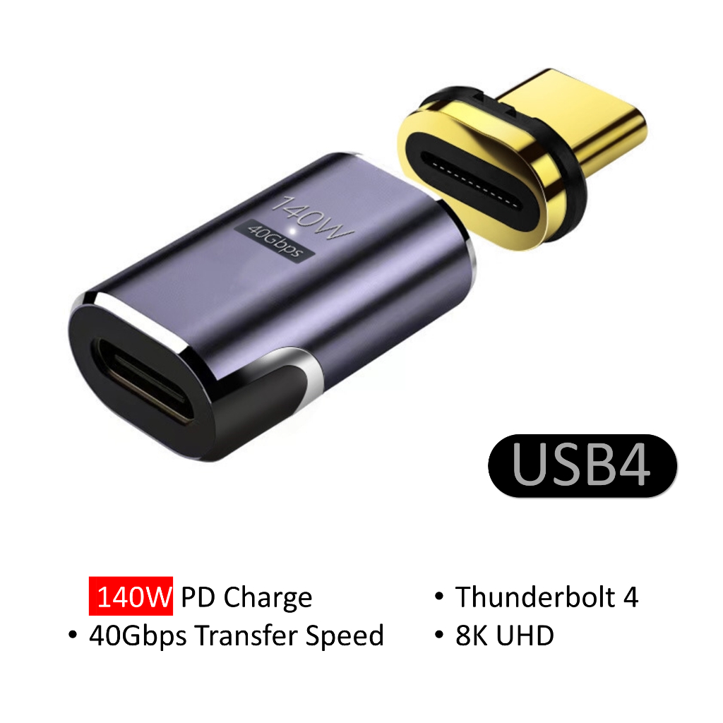 USB4.0 Type C Magnetic Adapter USB C Connector Thunderbolt 4 PD 100W ...