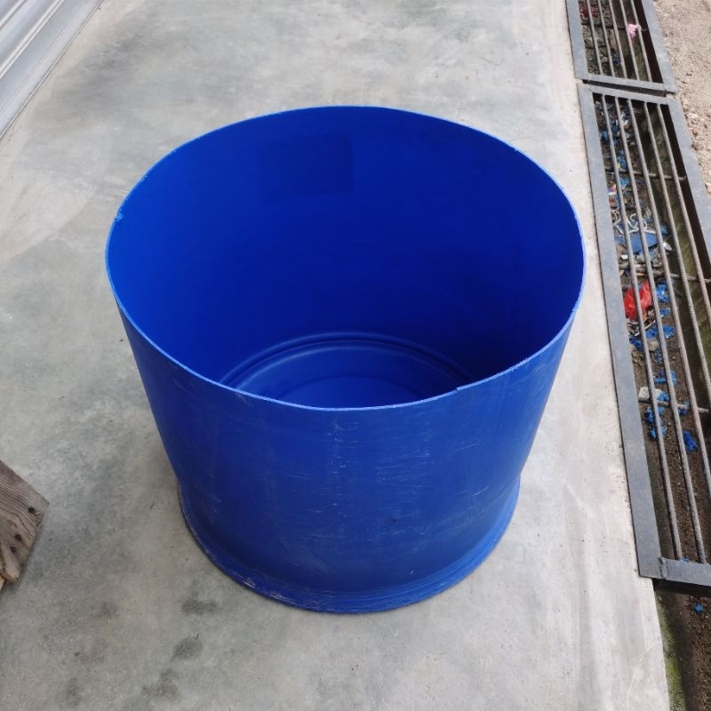 Tong Drum Potong Separuh / Tong Pasu Besar Plastik / Bekas Plastic Blue ...