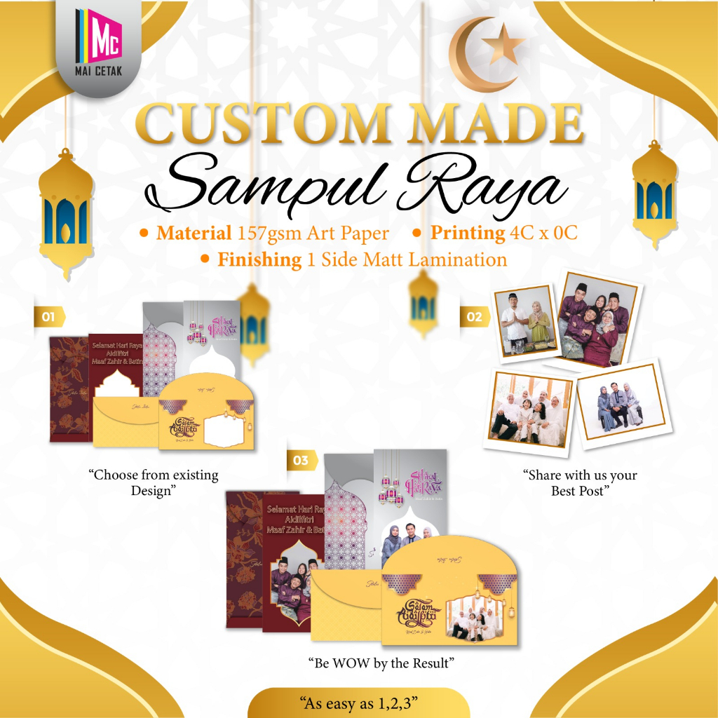 Custom Raya Packet 128gsm art paper/ Matt lamination 1 side/ (10 pek100 ...