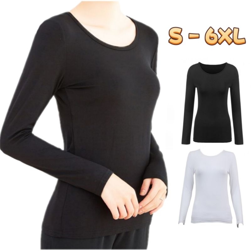 Inner Baju Lengan Panjang/ Inner putih/ Inner baju perempuan/ Iner baju ...