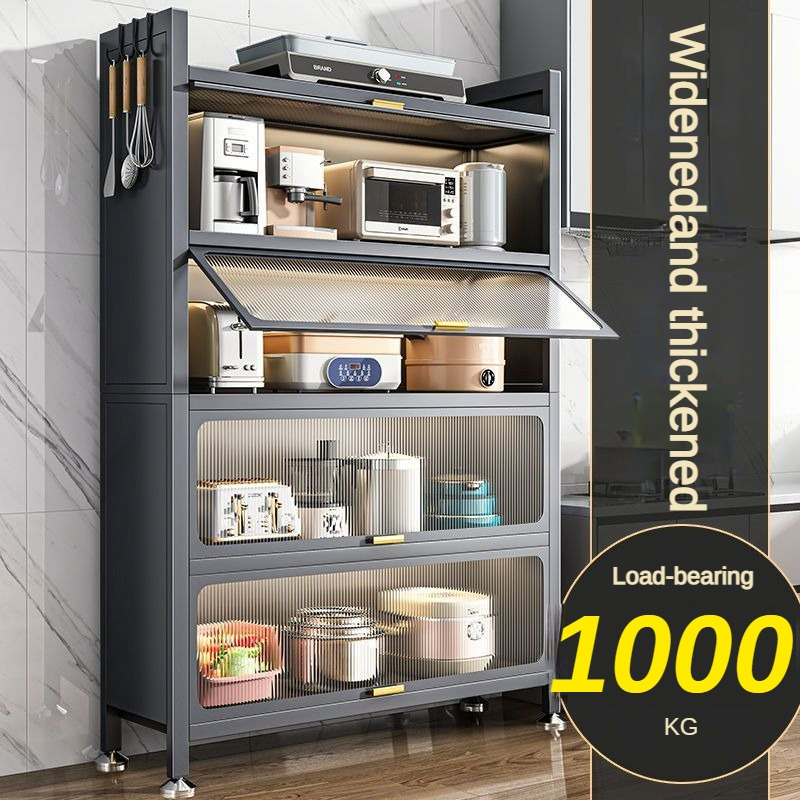 Multifunction Dust-Proof Kitchen Cabinet Rack Microwave Oven Cabinet ...