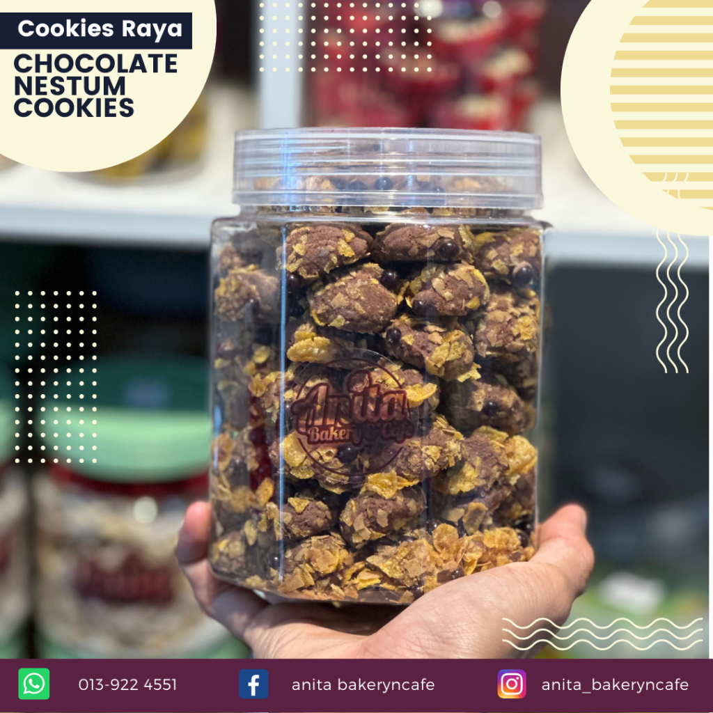 Biskut Raya 2023 Chocolate Nestum Cookies 70pcs/balang | Shopee Malaysia