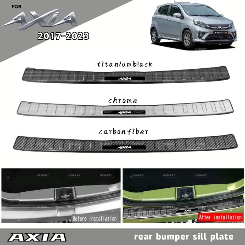 Vemart perodua axia 2016-2022 car rear bumper sill plate accessories ...