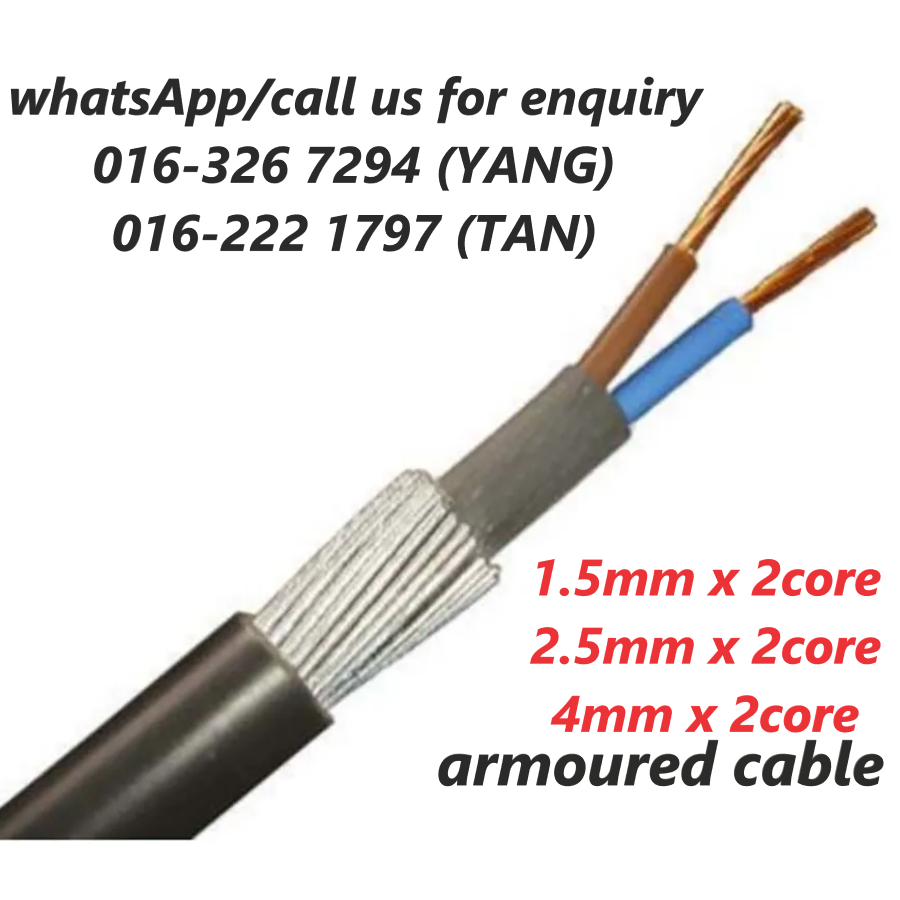 1.5mm/2.5mm/4mm x 2core armoured cable (loose cut meter) | Shopee Malaysia
