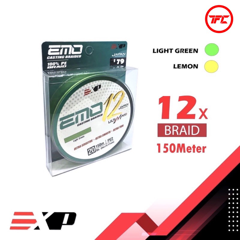 EXP EMO 12X Casting Braided PE Line 150M Braid | Shopee Malaysia