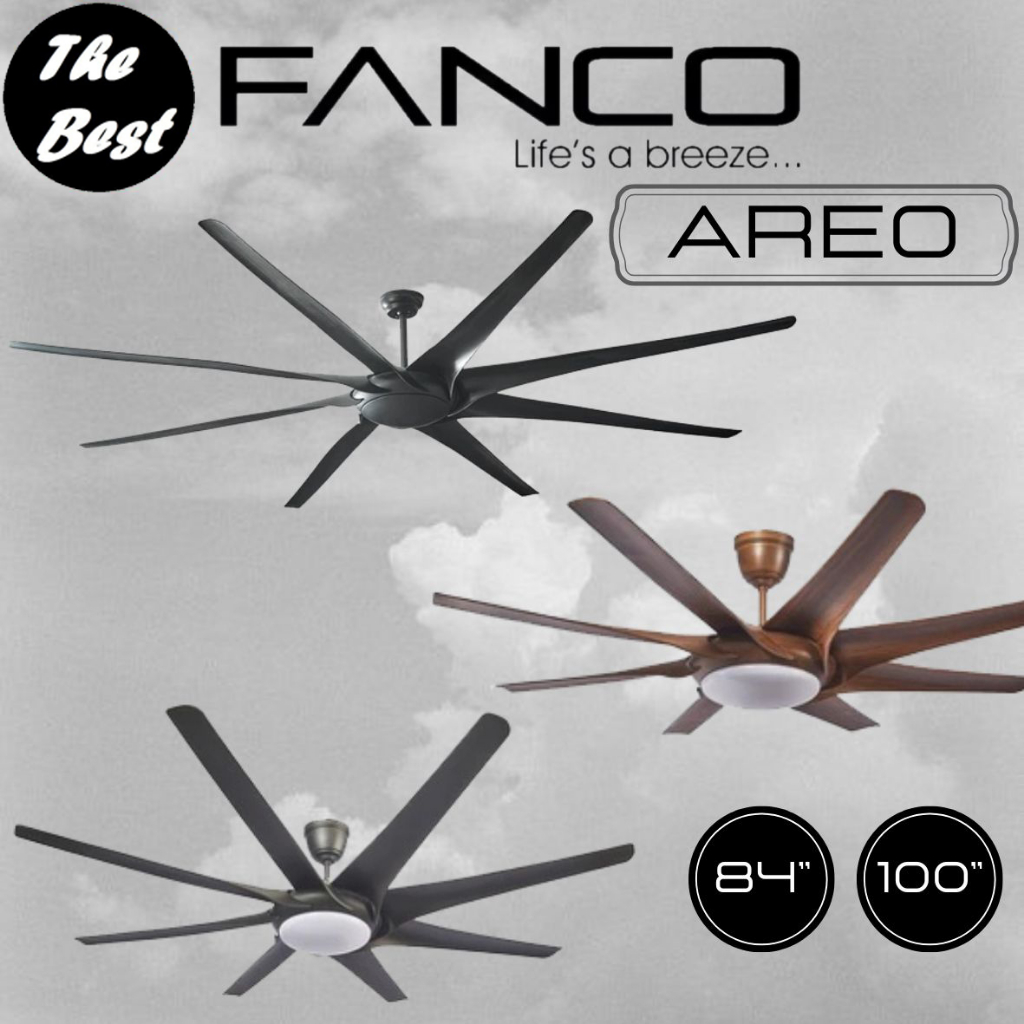 FANCO AREO A84 84 Inches & A100 100 Inches DC Motor 8 Blades 3C LED ...