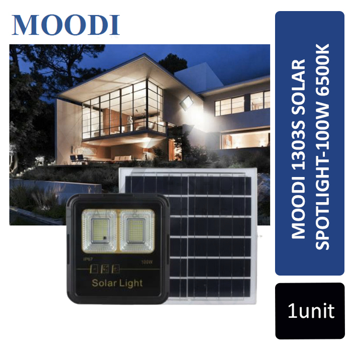 Moodi 1303S Solar Spotlight - 100W 6500K (Daylight) | Shopee Malaysia