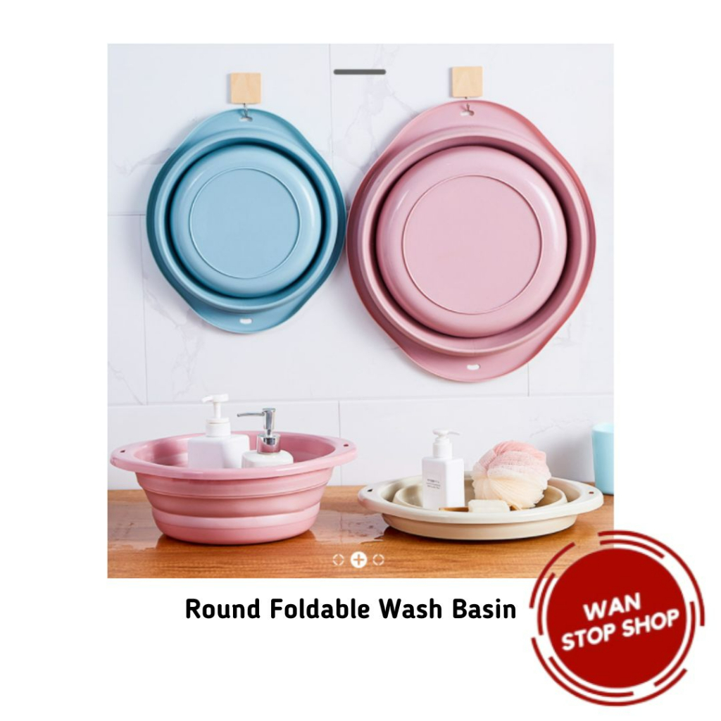 Round Foldable Wash Basin Collapsible Folding Basin Travel Face Washing ...