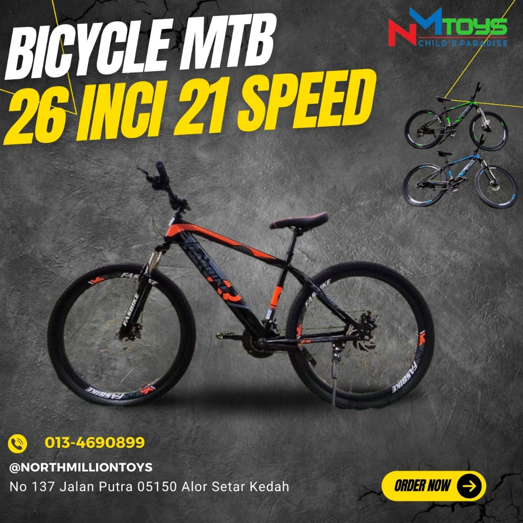 Basikal 26 inci 21 speed carbon steel frame with flash painting harga ...