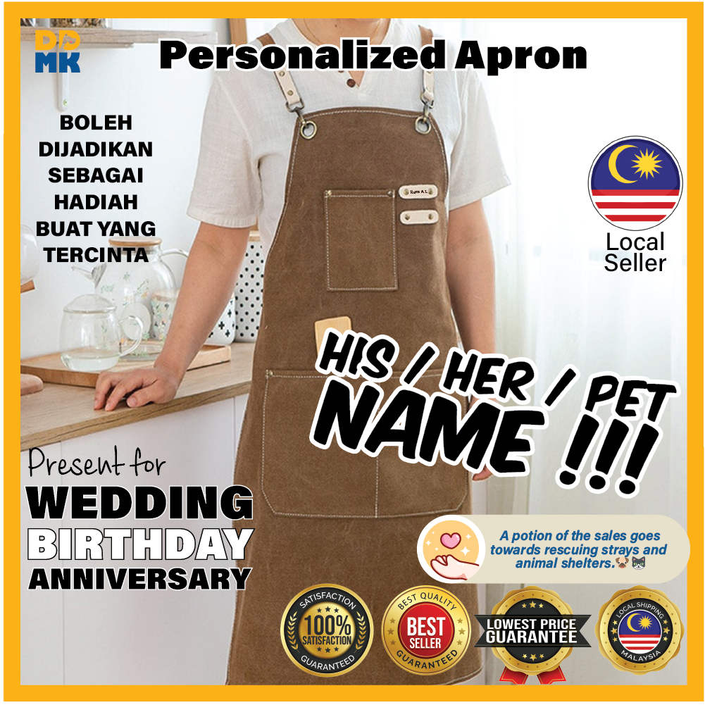 Custom Name Coffee shop apron barber work clothes flower shop apron ...