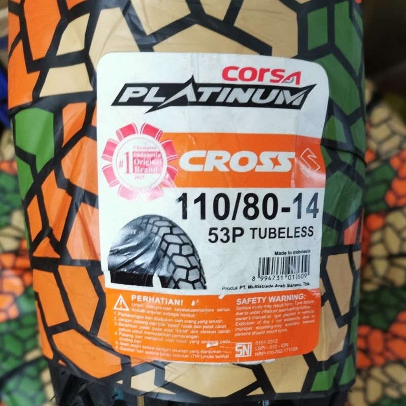 TAYAR CORSA CROSS'S TUBELESS 13" 14" 17" 19" INCH LC135 Y15 Y16 FZ150 ...