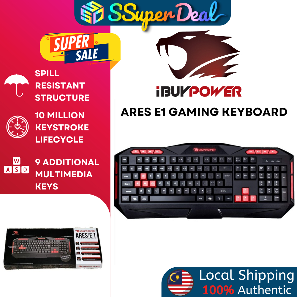 iBuyPower Ares E1 Membrane Gaming Keyboard | Spill Resistant Structure ...