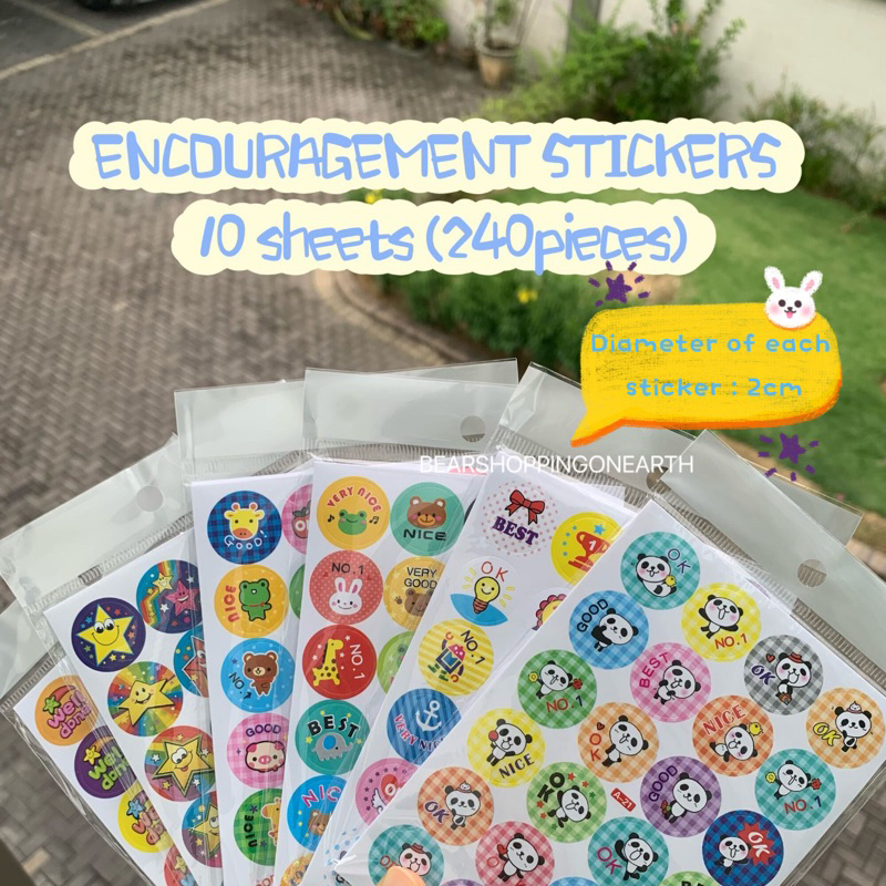 10 sheets ENCOURAGEMENT STICKERS / Cute Stickers / Well Done Stickers ...