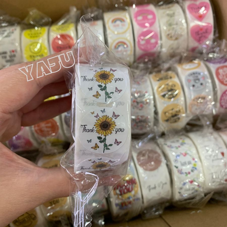 【YAJU!】Thank You & Handmake Sticker 25MM Label Seal Love Terima Kasih ...