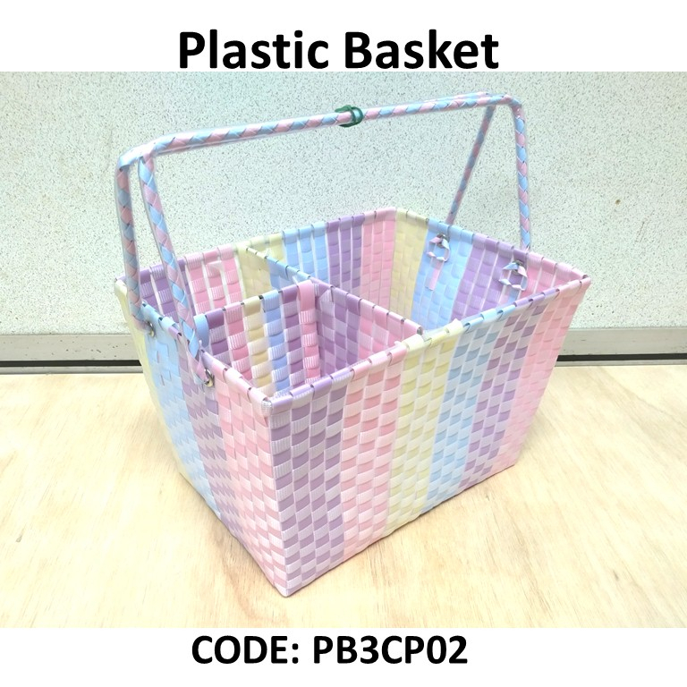 PLASTIC BASKET WITH HANDLE & VARIETY COLORS. PLASTIK BAKUL ANYAMAN ...