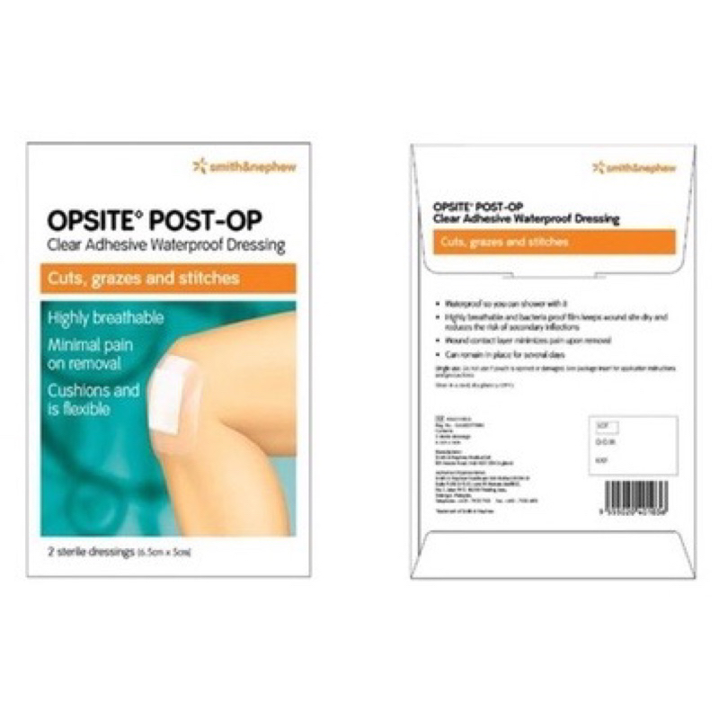 Smith & Nephew OPSITE Post-Op Clear Adhesive Waterproof 6.5cm x 5cm- 2 ...