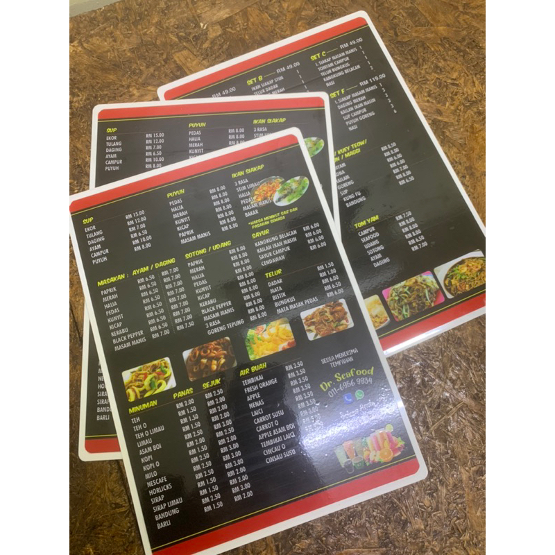 Menu Board Acrylic 3mm keras Saiz A4 | Shopee Malaysia