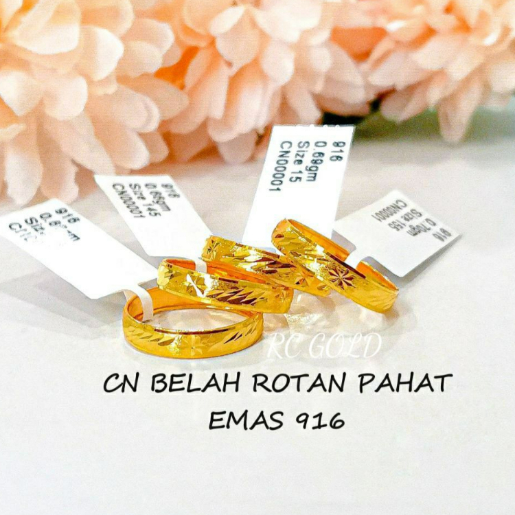 CINCIN BELAH ROTAN PAHAT EMAS TULEN 916 CBR BAJET EMAS 916 HOLLOW TYPE ...