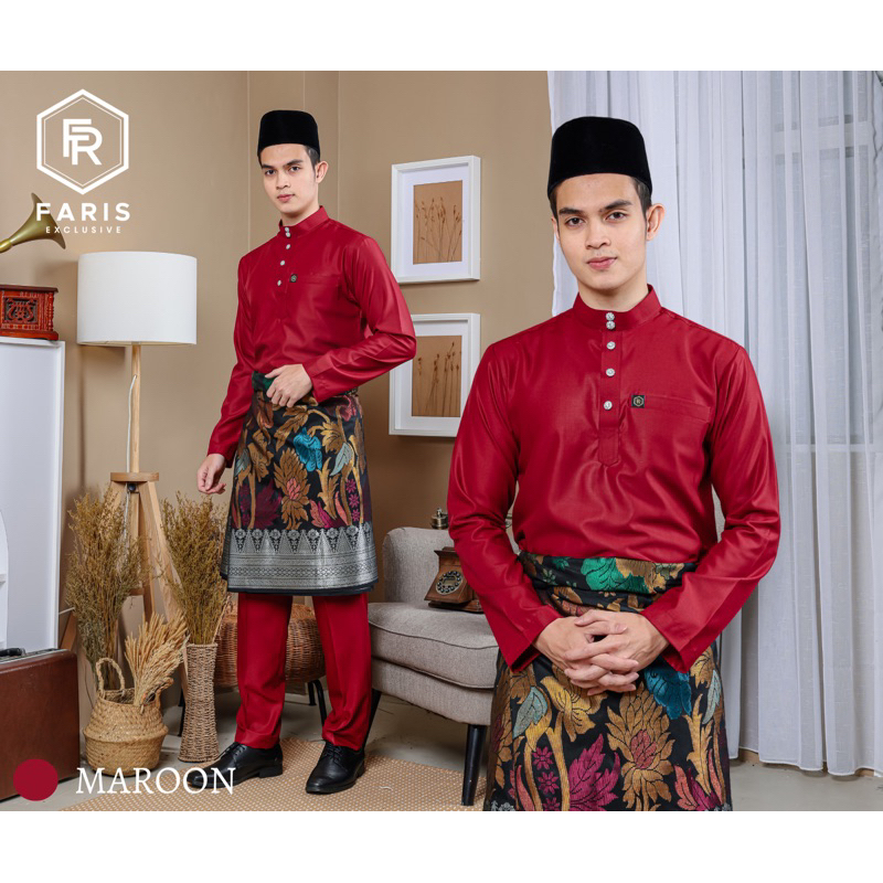 MAROON | Baju Melayu Putra by Faris Exclusive 2023 | Shopee Malaysia
