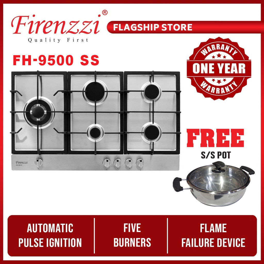 Firenzzi Italian Designer 5 burners Stainless Steel Built-in Gas Hob ...