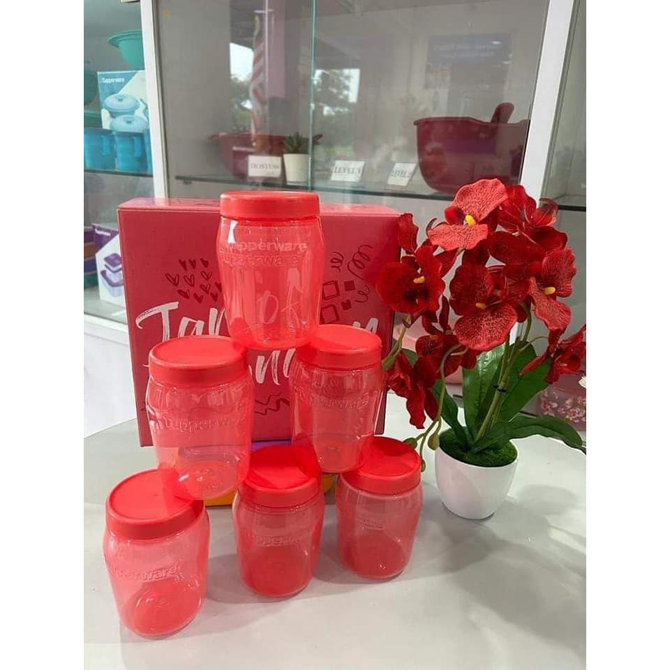 Tupperware Universal Jar 550ml (1box = 6pcs) Full Set Red | Shopee Malaysia