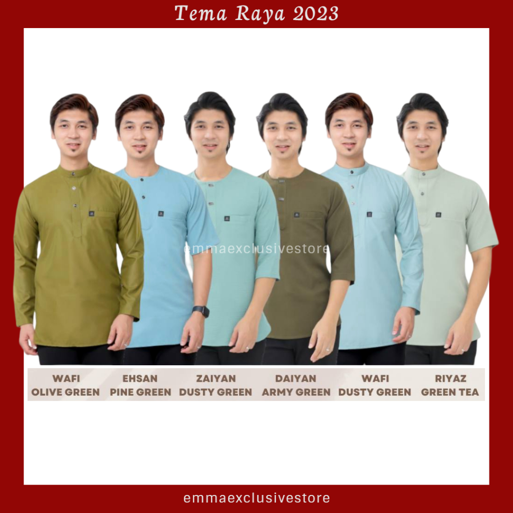 Kurta Raya 2023 Kurta Dusty green Olive green Army Kurta Lelaki Dewasa ...