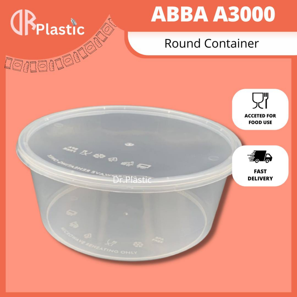 CHUNBE R3000 Round Disposable Plastic Food Container ( 30pcs± ) 3000ml ...