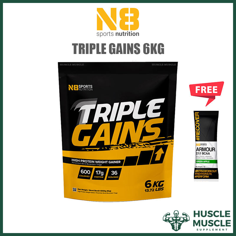 N8 TRIPLE GAINS 6KG - Weight Gainer | Mass Gainer | Chocolate Flavour ...