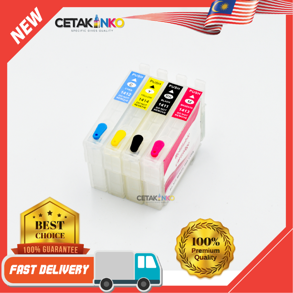 REFILLABLE INK CARTRIDGE 141 FOR EPSON 620F 960FWD 900WD ME320 WF-3011 ...